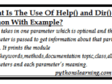 Help And Dir Function In Python Tutorials Point Pythonslearning