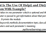 Help And Dir Function In Python Tutorials Point Pythonslearning