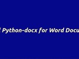 Install Python Docx For Word Documents