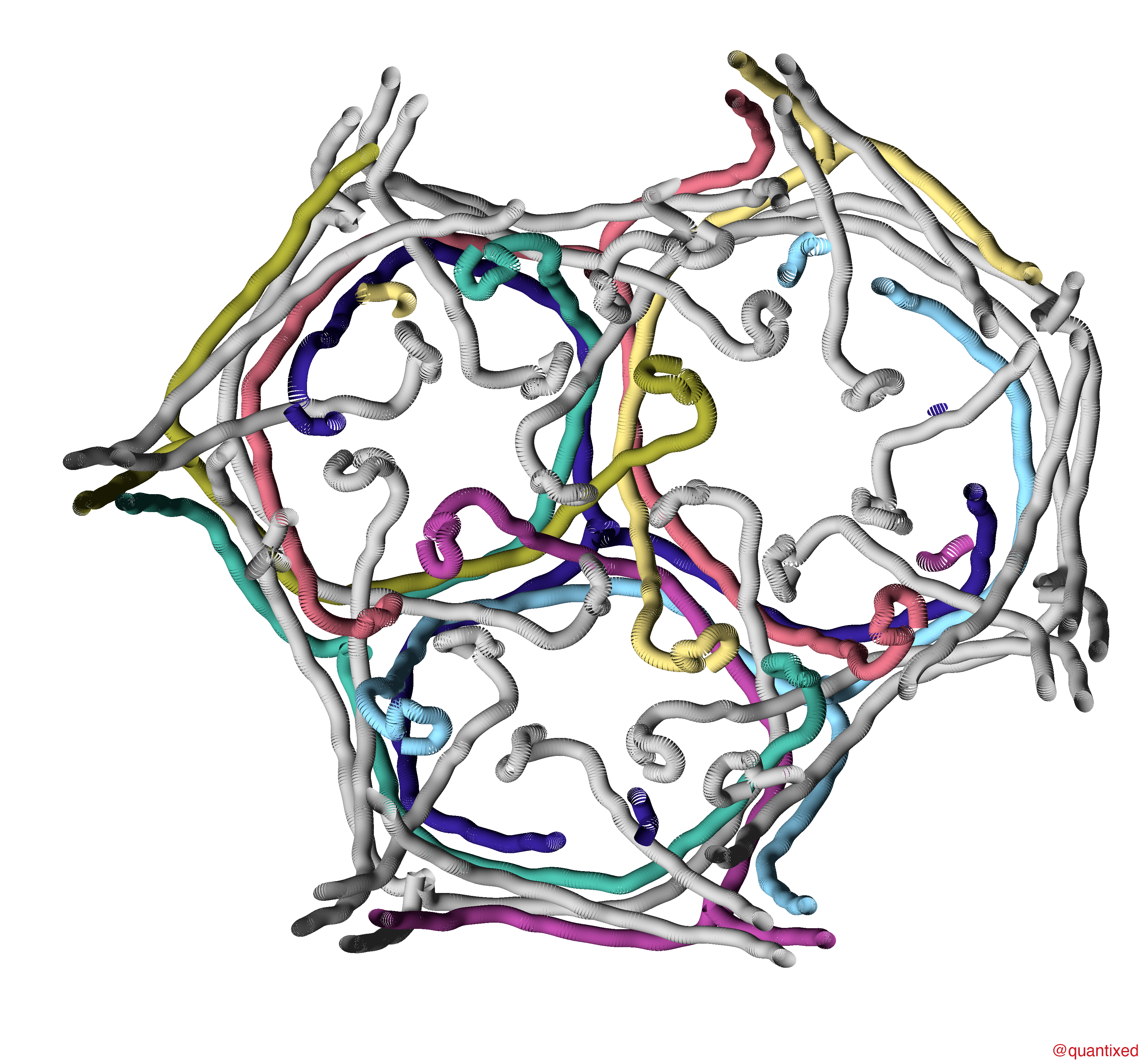 Shiny Cage: visualising clathrin triskelia in a lattice – quantixed