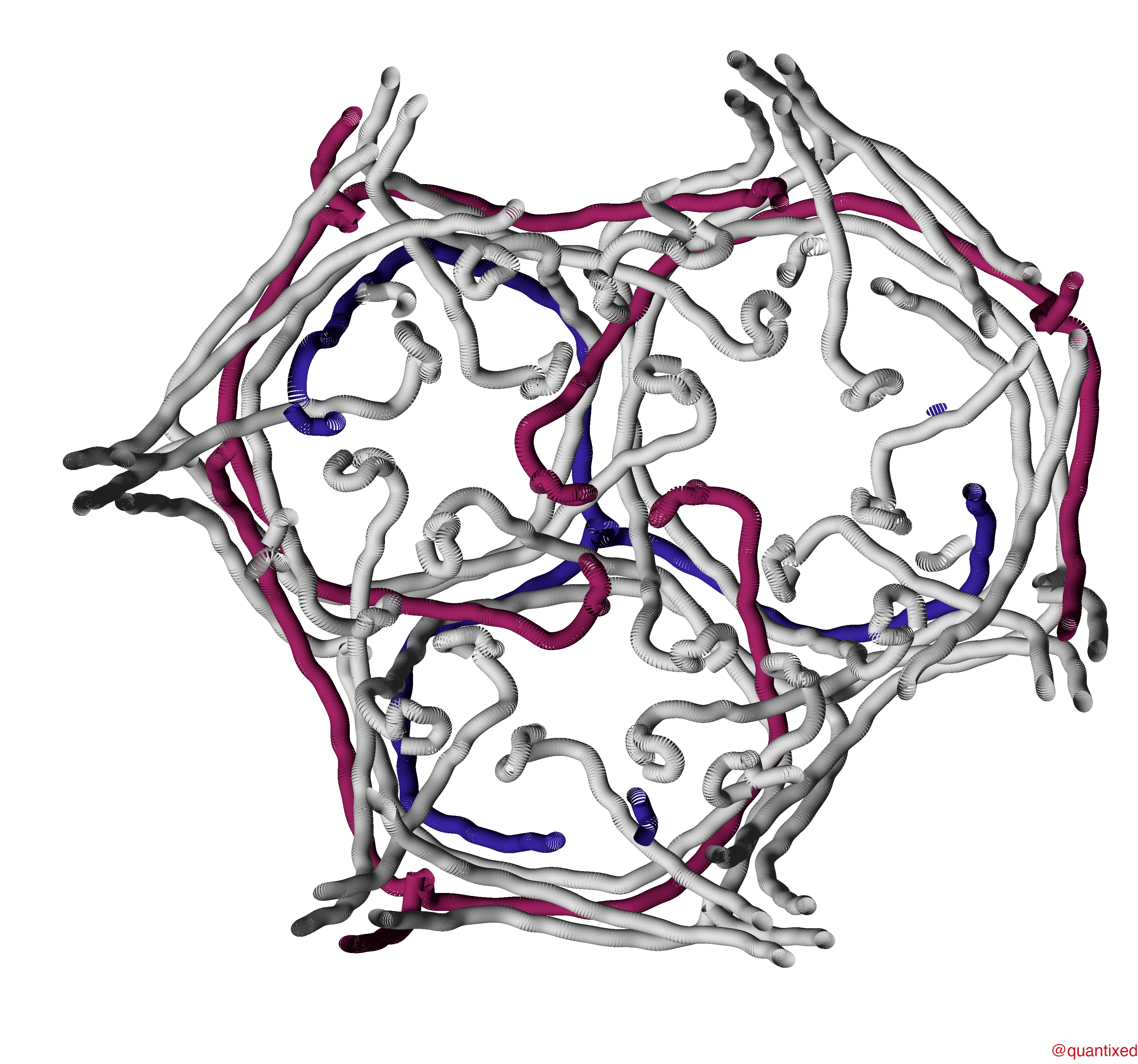 Shiny Cage: visualising clathrin triskelia in a lattice – quantixed