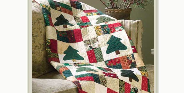 Nine Patch Christmas Quilt For Everyone With Holiday Fabric Scraps ...
