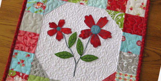Ruby Floral Mini Quilt To Frame Your Favorite Flower - Quilting Cubby