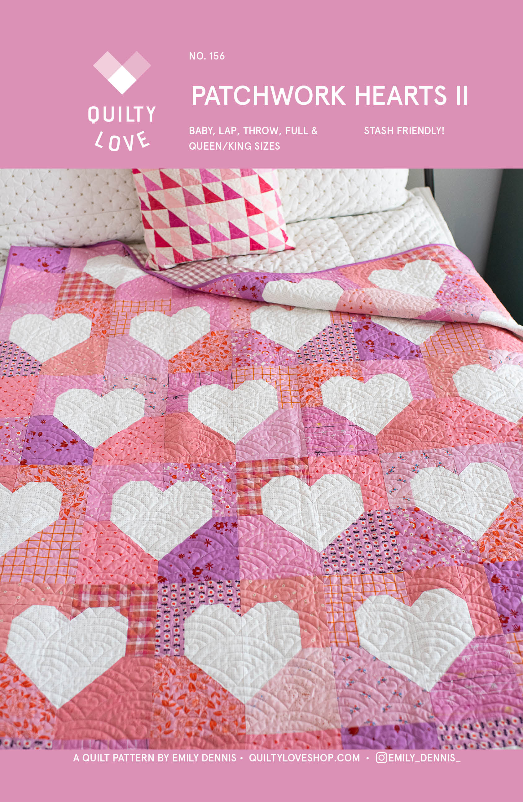 Patchwork Hearts Ii Printed Quilt Pattern Quilty Love