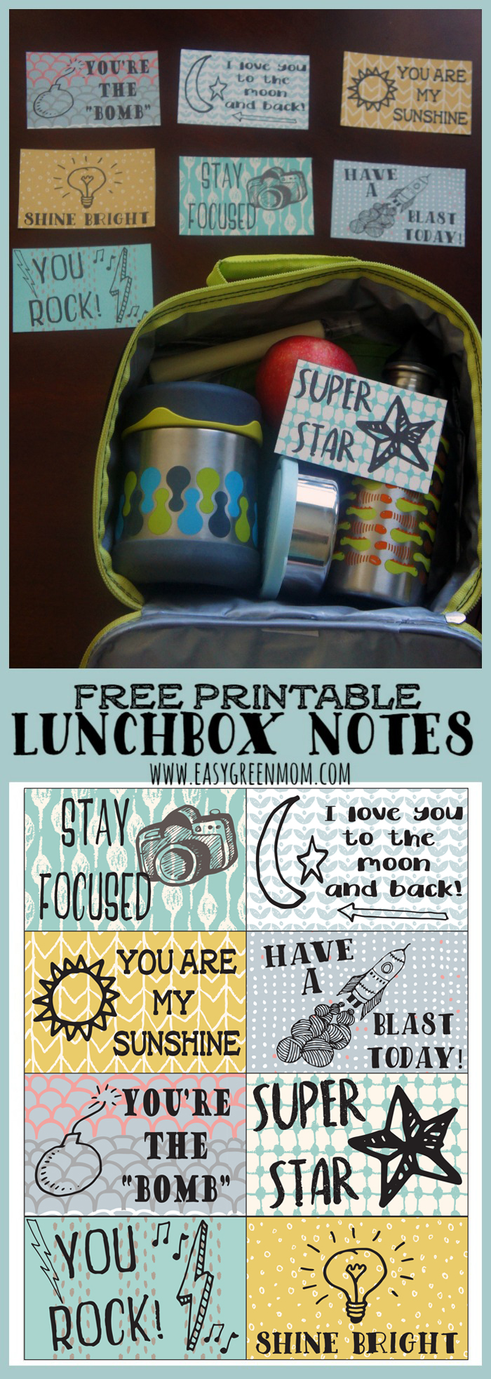 School lunchbox Notes Free Printable from rays of bliss. - Rays of Bliss