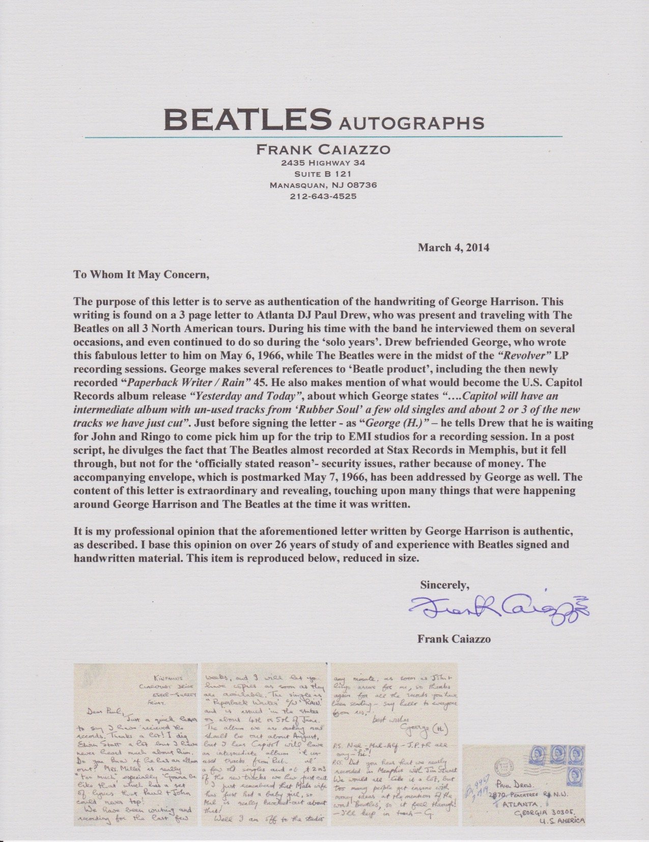 SOLD – The Beatles / George Harrison – Extraordinary 1966 Letter With ...