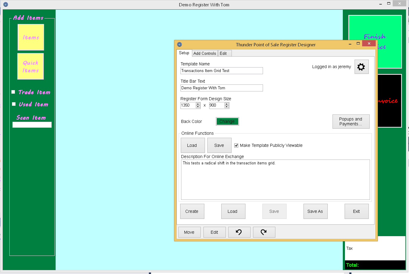 RegisterDesigner – ThunderPOS
