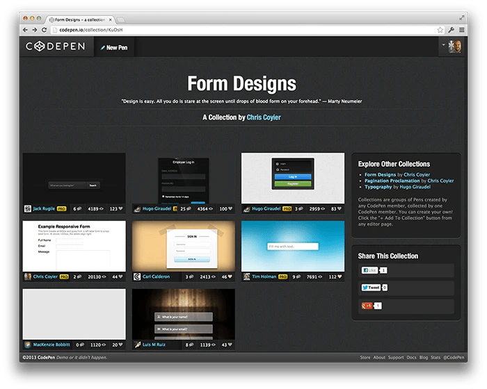 New Feature Collections Codepen Blog