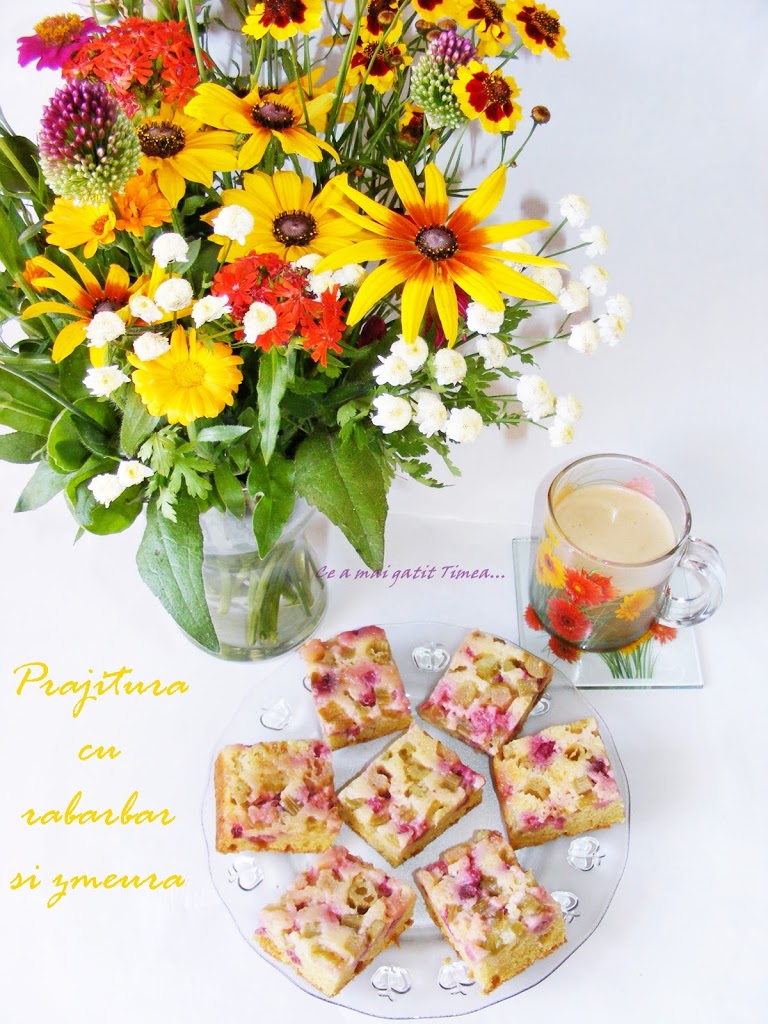 Prajitura cu rabarbar si zmeura