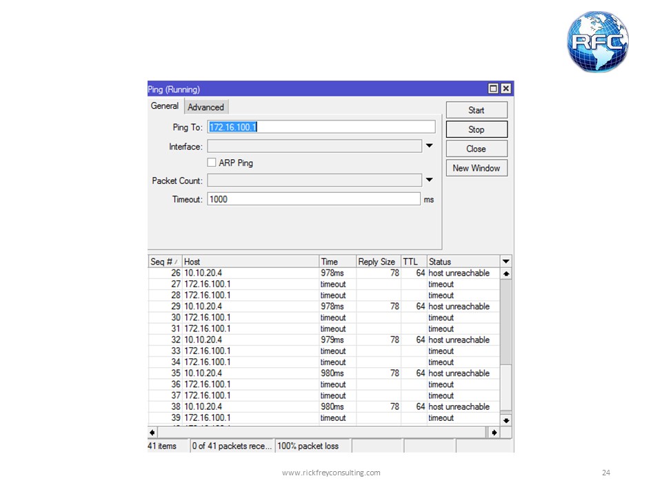 Ping tool in RouterOS