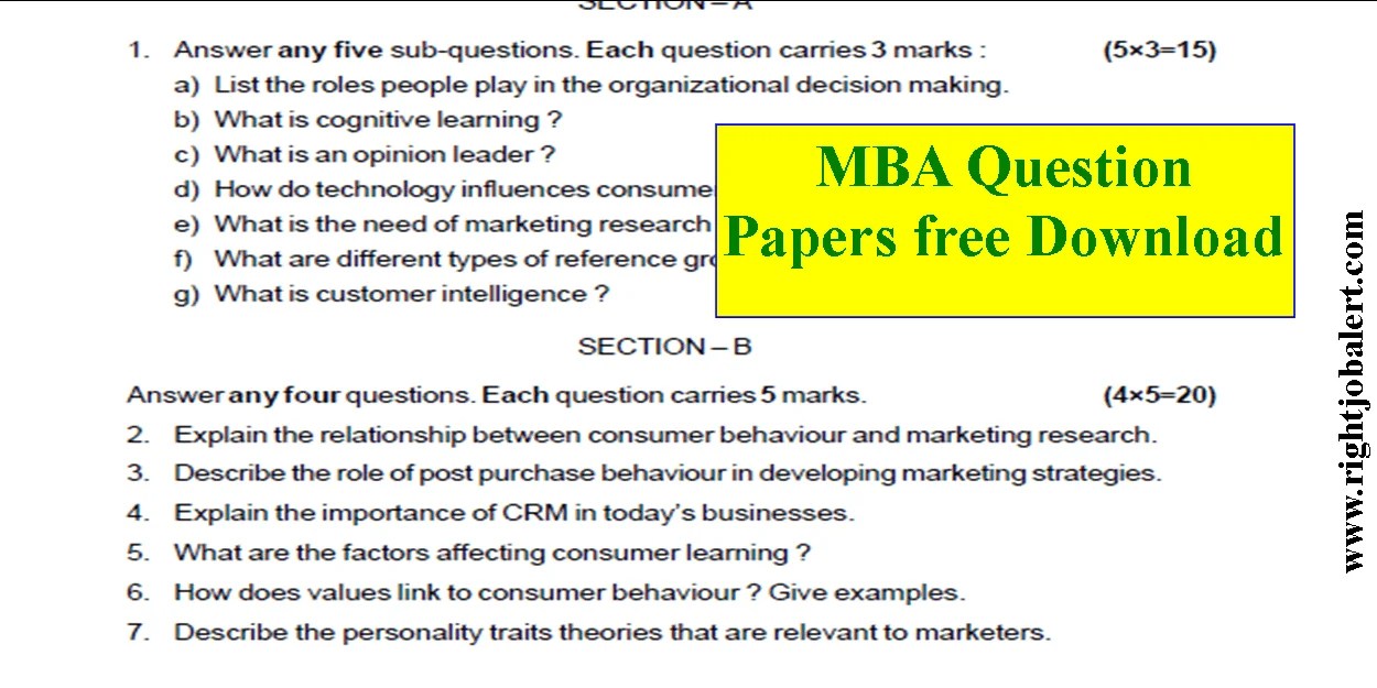 MBA Question Papers pdf download - Right Job Alert
