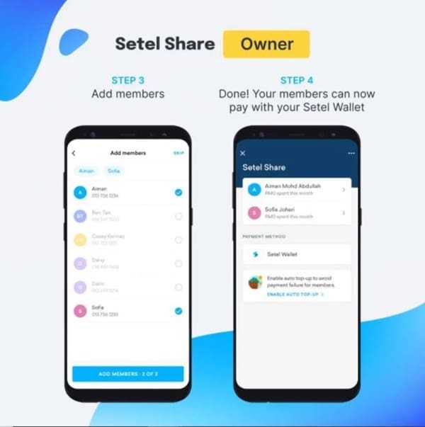 New Setel Share Feature Allows You To Share Your E-Wallet With Other ...
