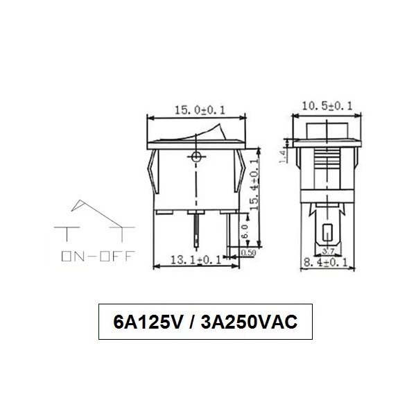 Mini Rocker Switch With 3A 2Pin SPST KCD11-101 (5 Pieces) – RoboticsDNA
