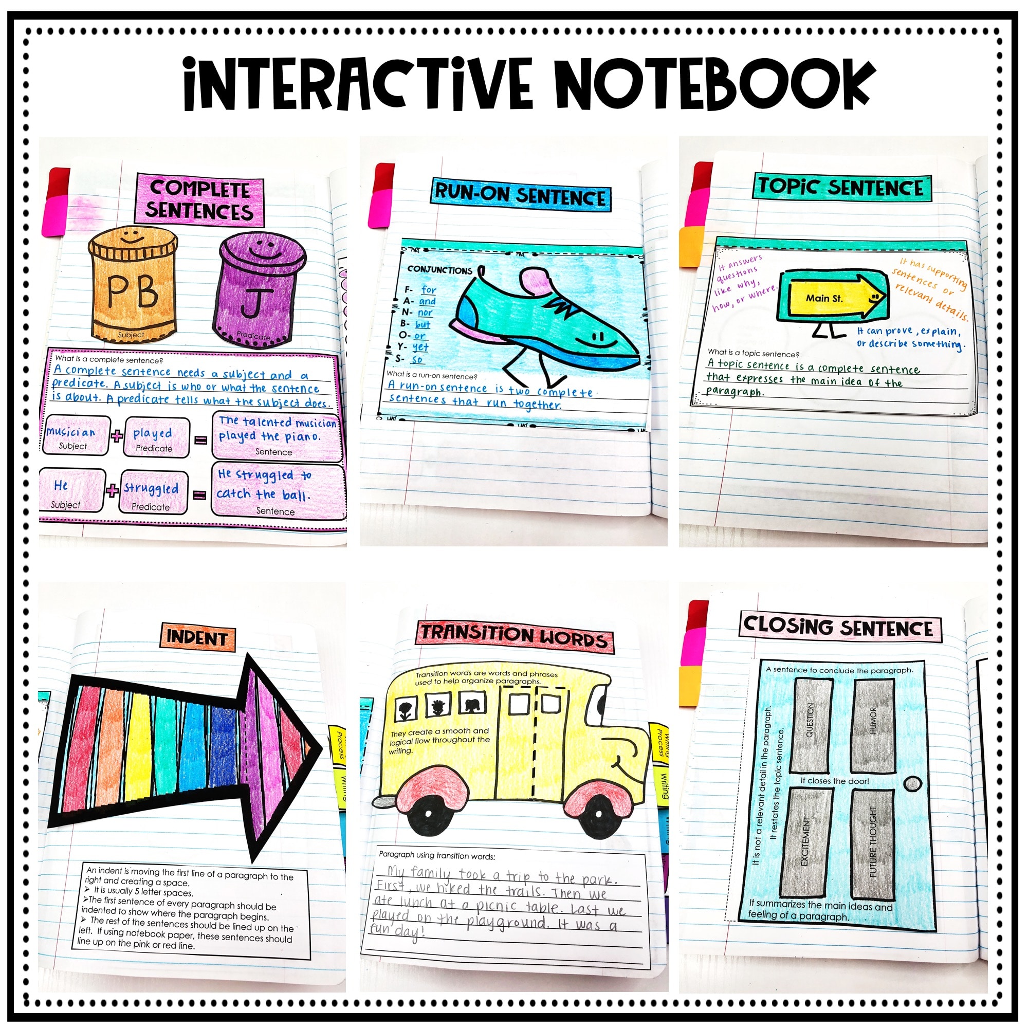 interactive notebooks sentence and paragraph - Rockin Resources