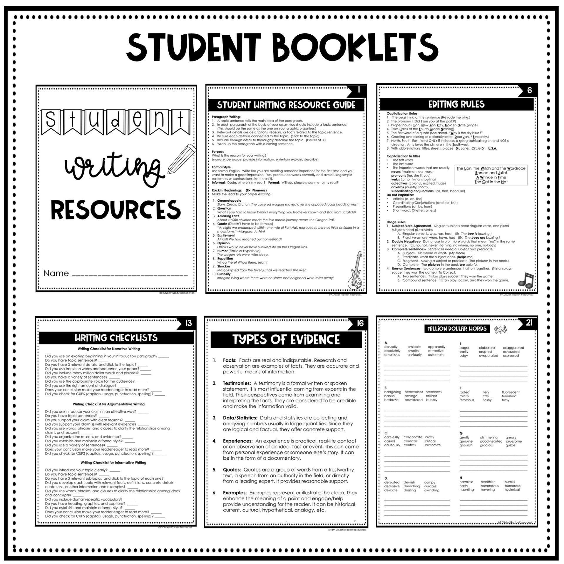 Student Writing Resources for Middle School - Rockin Resources