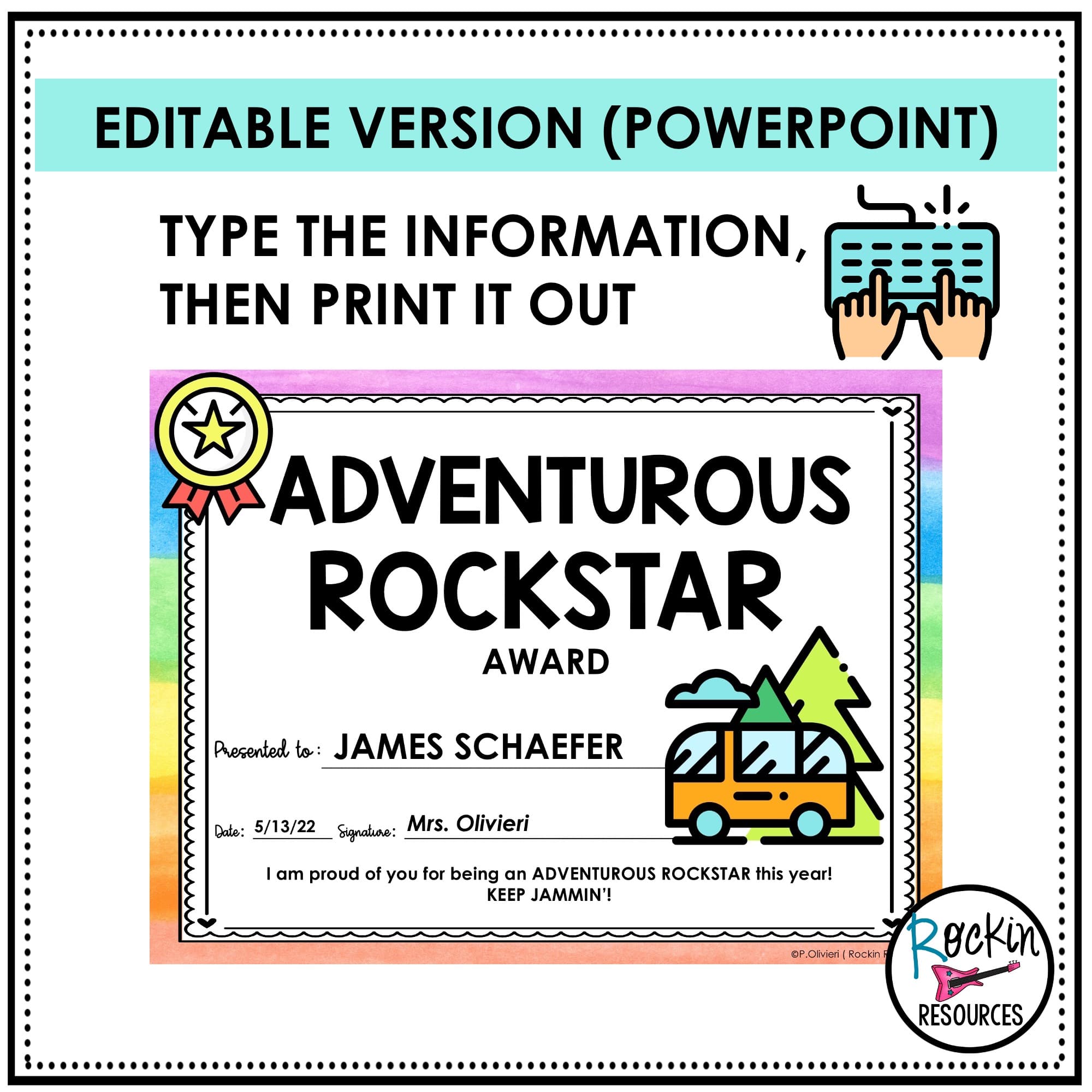 Rockstar End of Year Awards | Editable - Rockin Resources