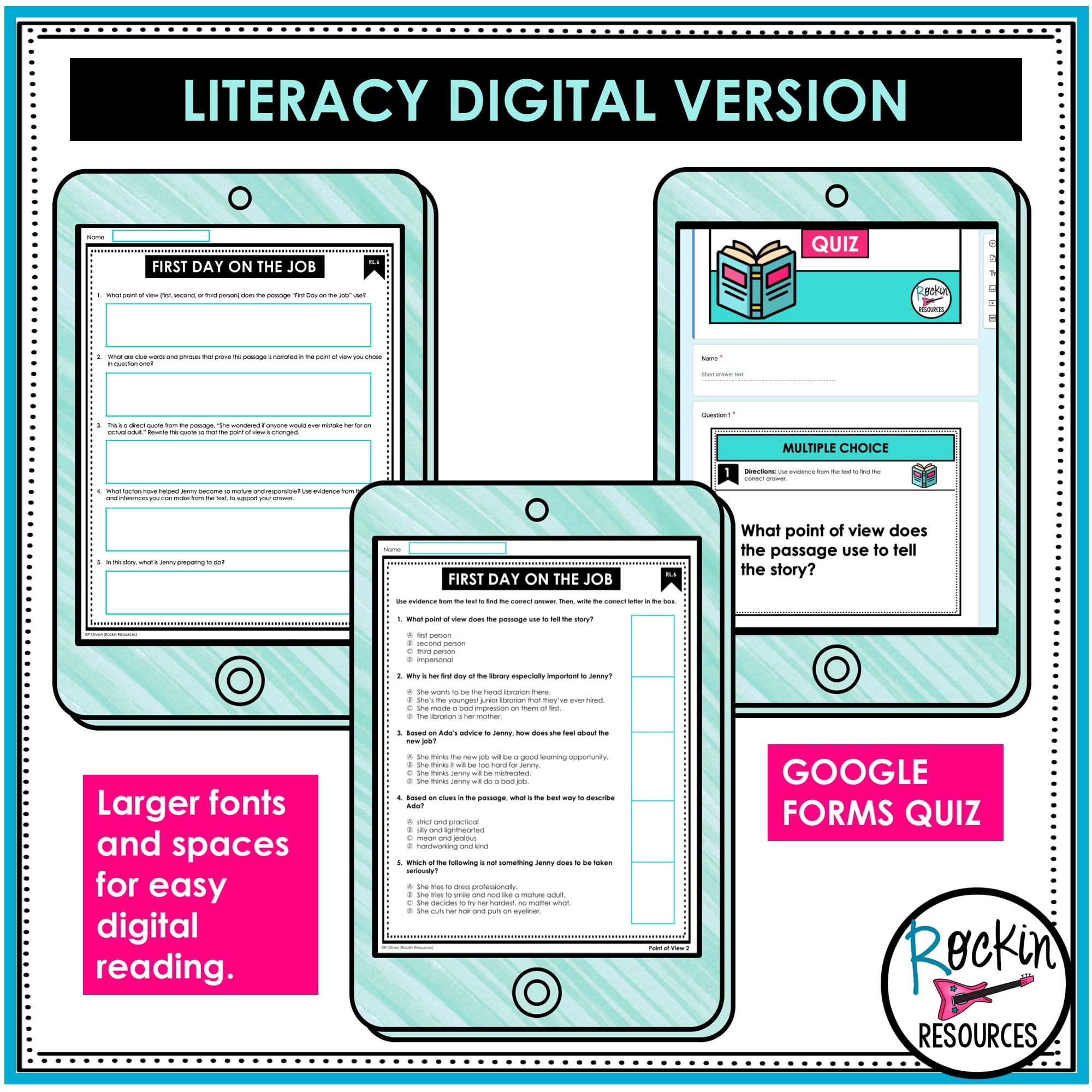4th Grade Reading Comprehension Passages Bundle | GOOGLE - Rockin Resources
