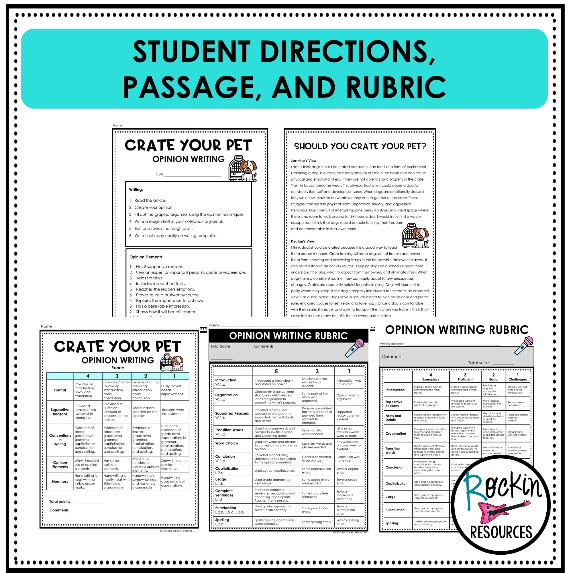 Opinion Writing: Crate Your Pet Debate - Rockin Resources