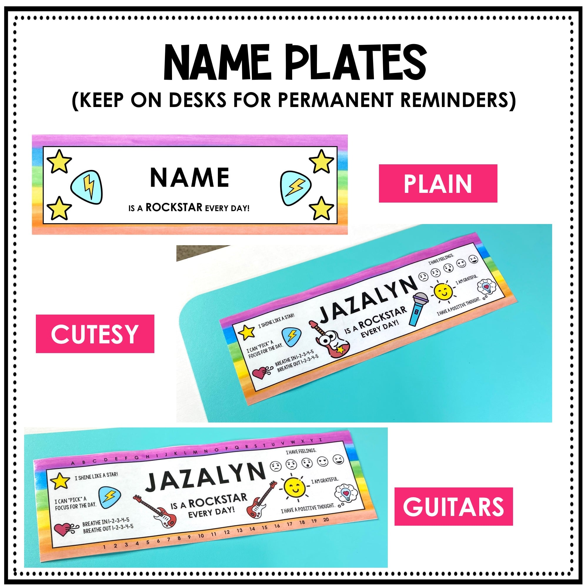 Rockstar Name Plates and Social Emotional Learning Tickets | SEL ...