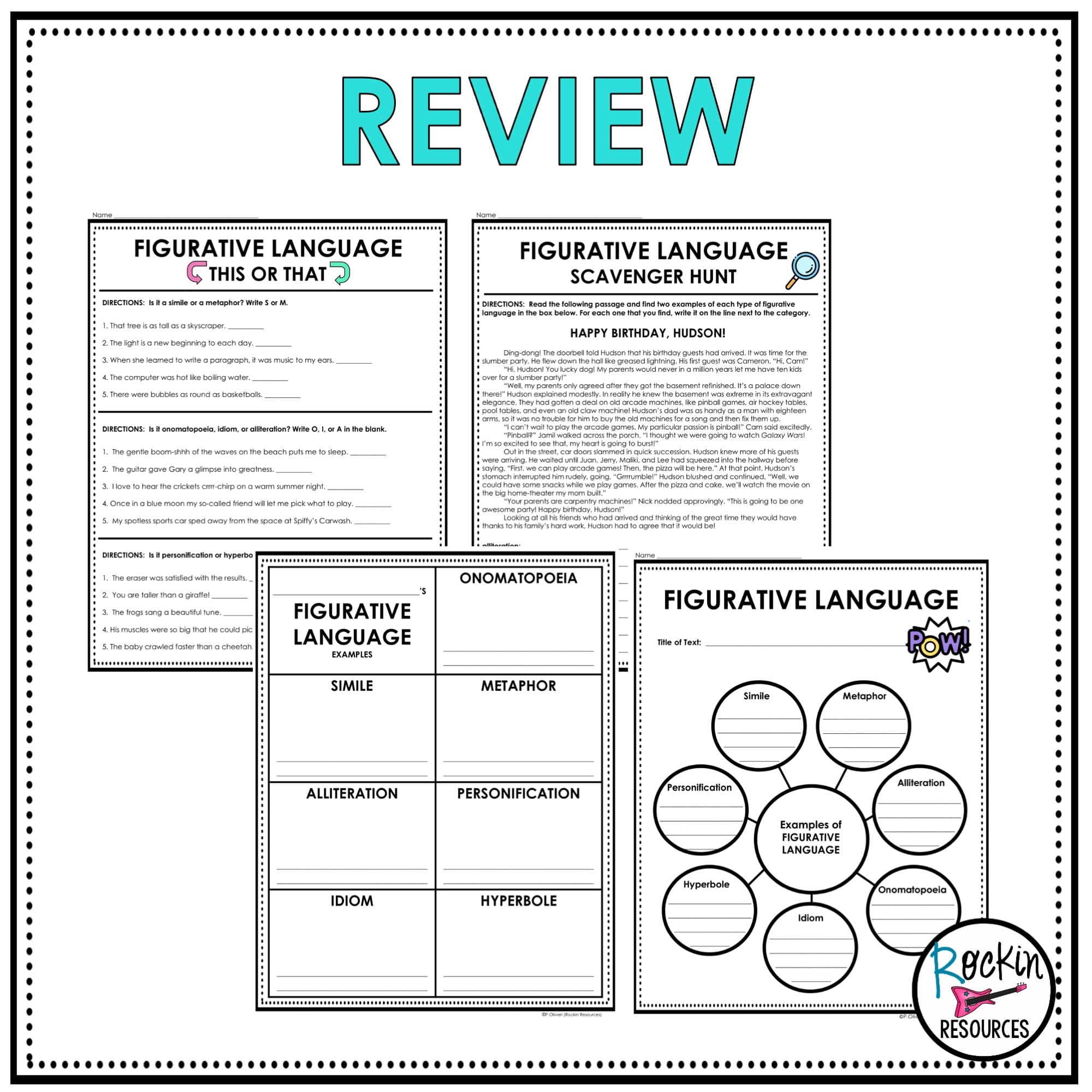 FIGURATIVE LANGUAGE PRACTICE AND FIGURATIVE LANGUAGE CUMULATIVE REVIEW ...