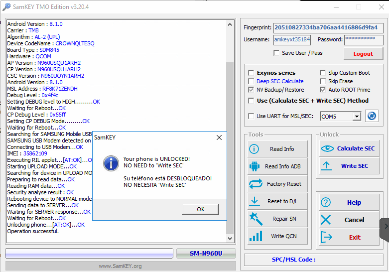 Nạp mua credit Samkey TMO & Samkey SPR - Thế Giới Rom Điện Thoại