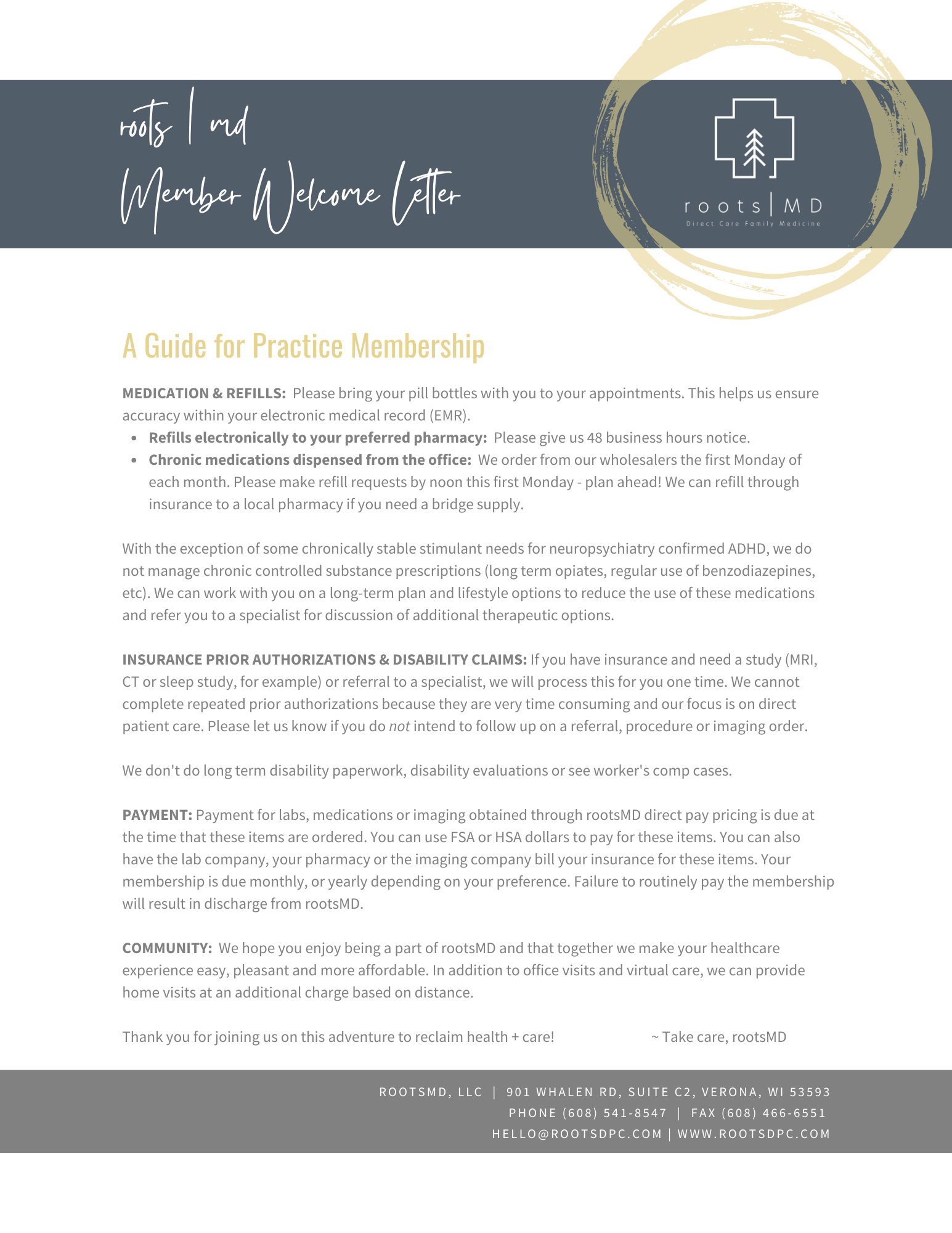 Welcome Letter – rootsMD