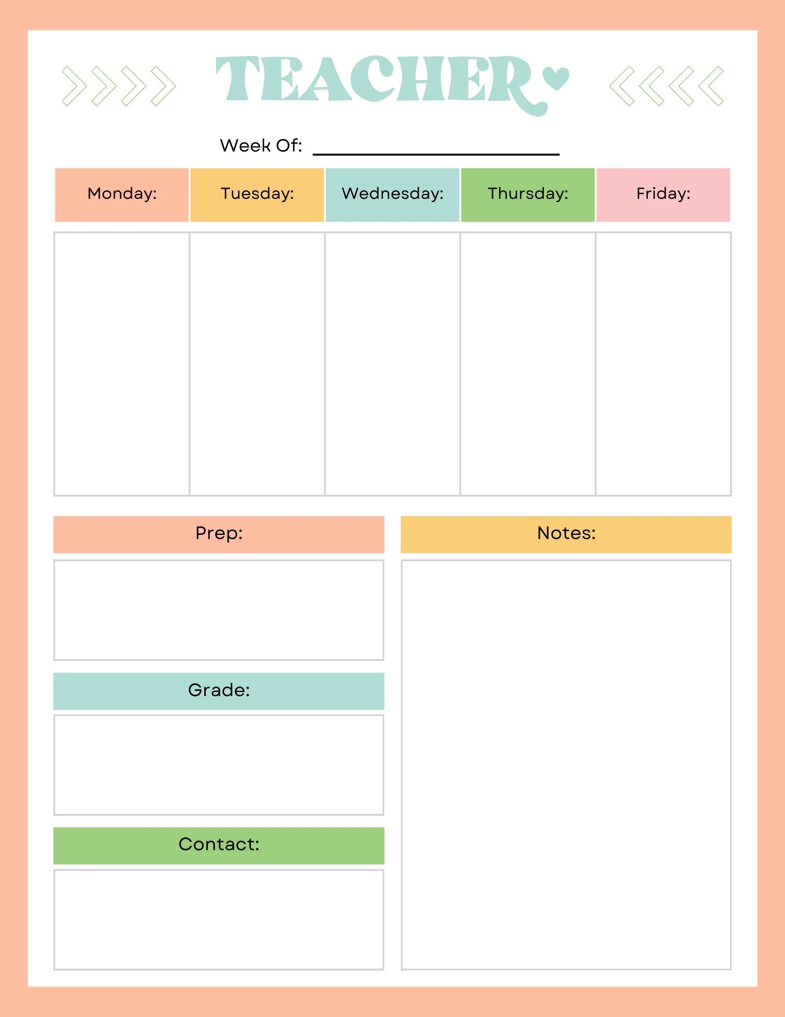 Instant Download Weekly Teaching Planner Rose And Clover Boutique