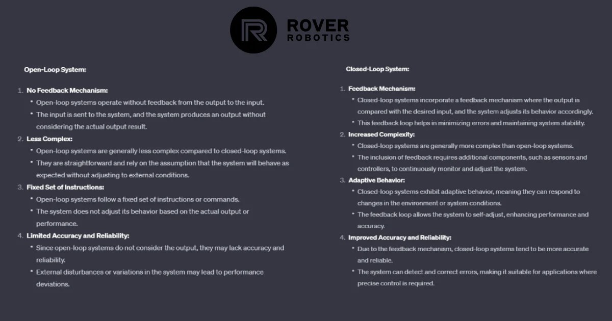 Open Loop Vs Closed Loop Rover Robotics Inc