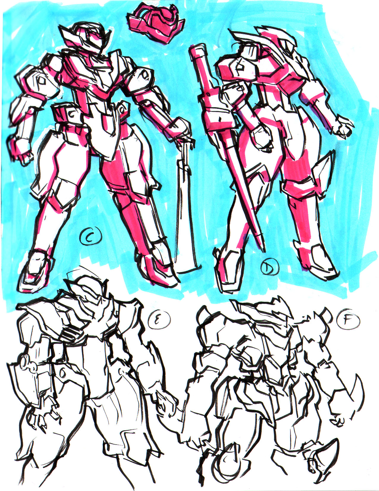 New mecha concept sketches for Mekton Zero - R. Talsorian Games