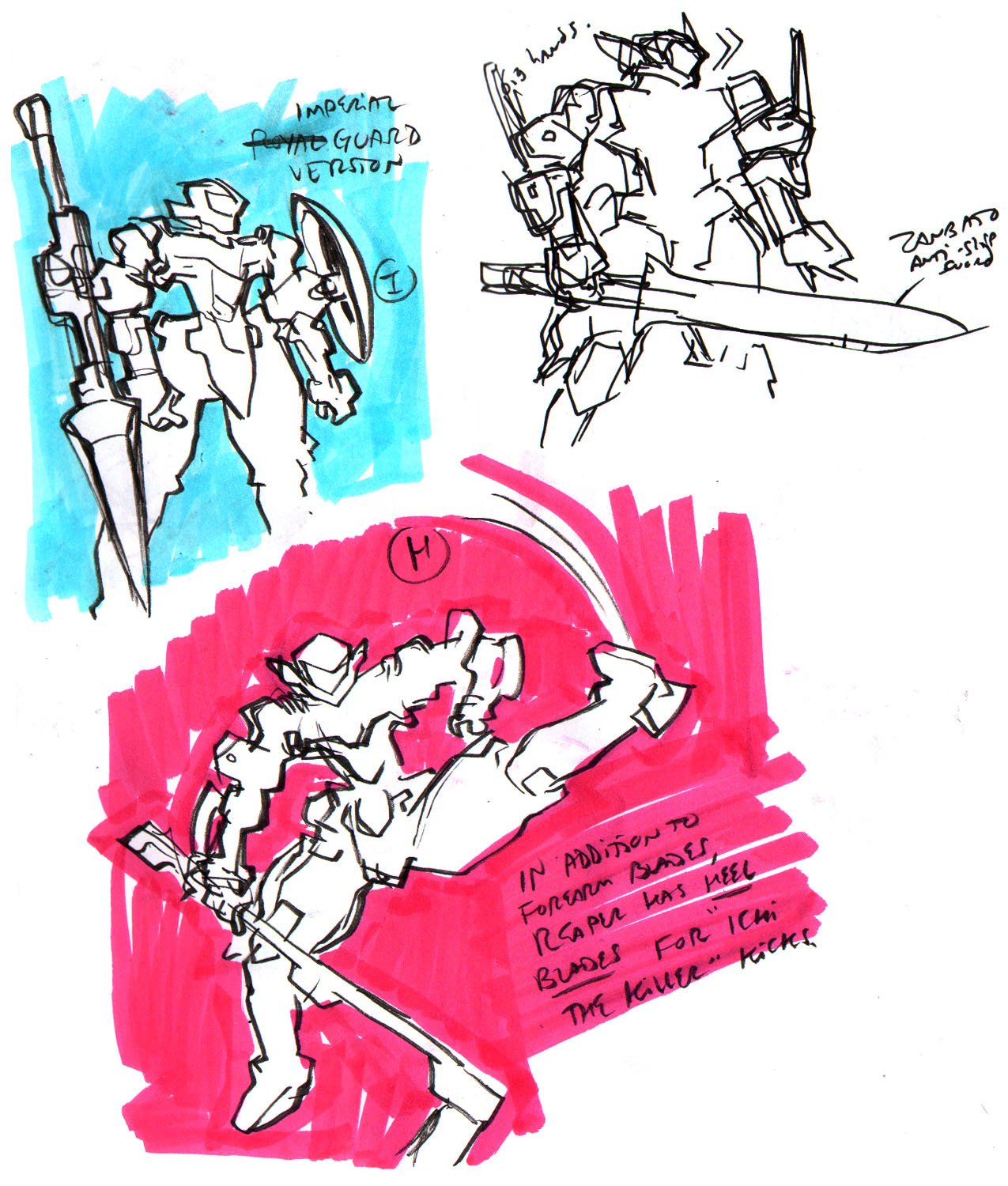 New mecha concept sketches for Mekton Zero - R. Talsorian Games