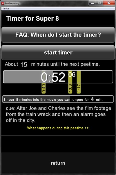 New and improved timer for the RunPee app - RunPee