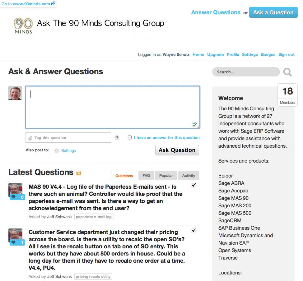 Need MAS 90 Help - Ask90Minds | Schulz Consulting
