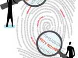 Stock Illustration People Holding Magnifying Glasses Over Binary Code