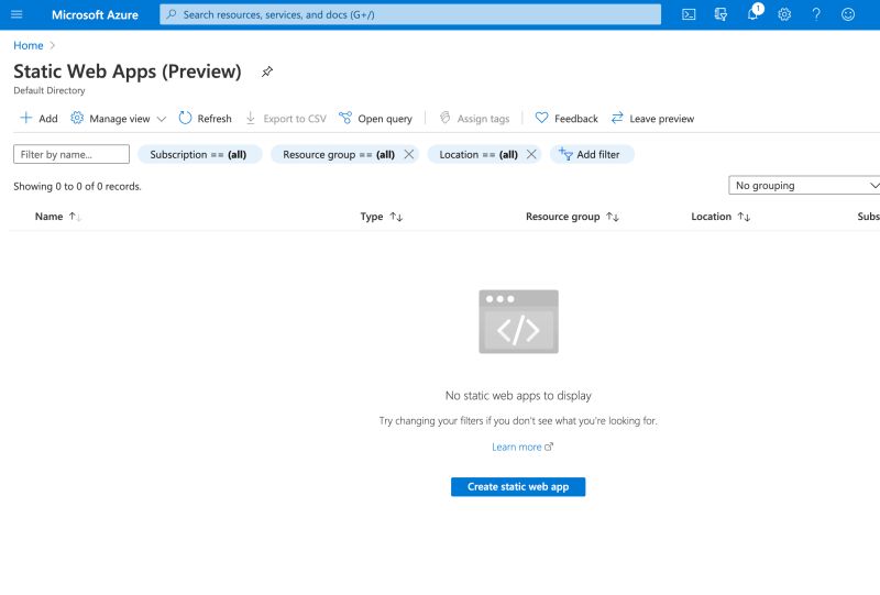 Deploy Create React App to Azure Static Web Apps