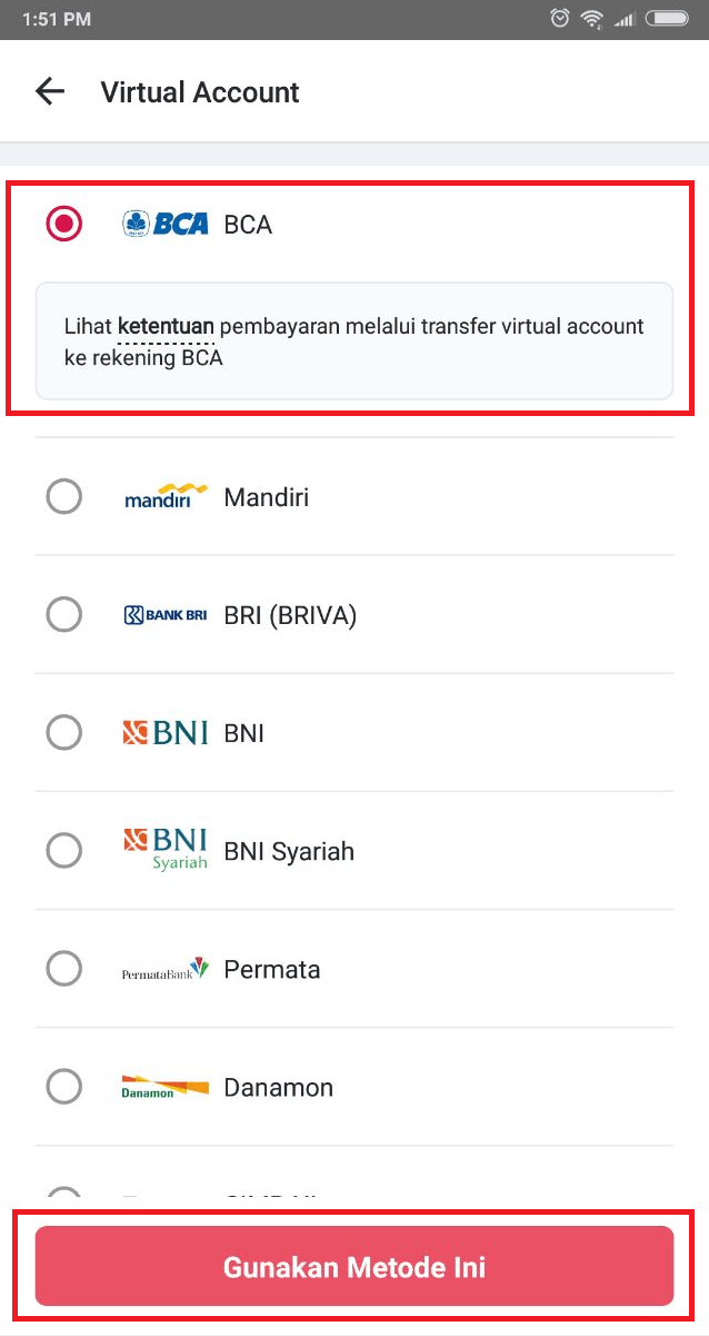 Pembayaran Virtual Account Bca