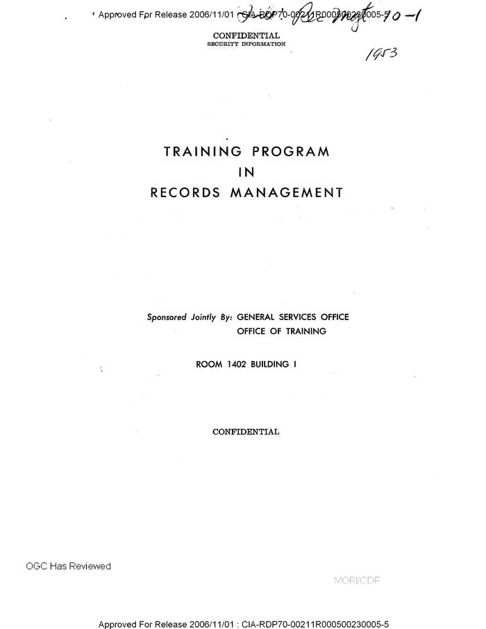 Training Program In Records Management Documentcloud