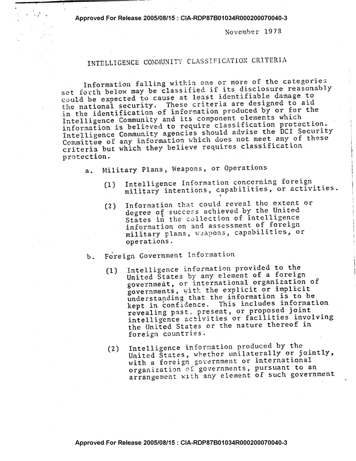 Intelligence Community Classification Criteria Documentcloud