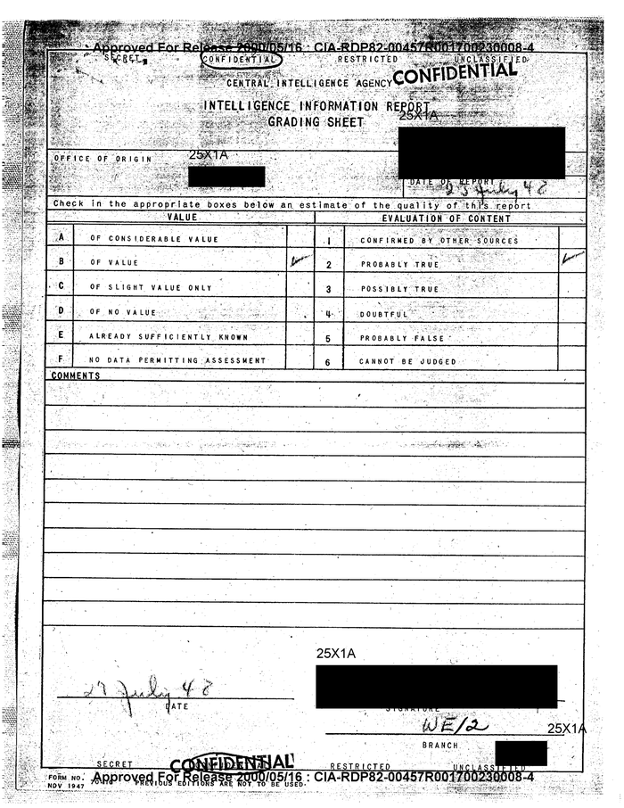 Intelligence Information Report Grading Sheet Documentcloud