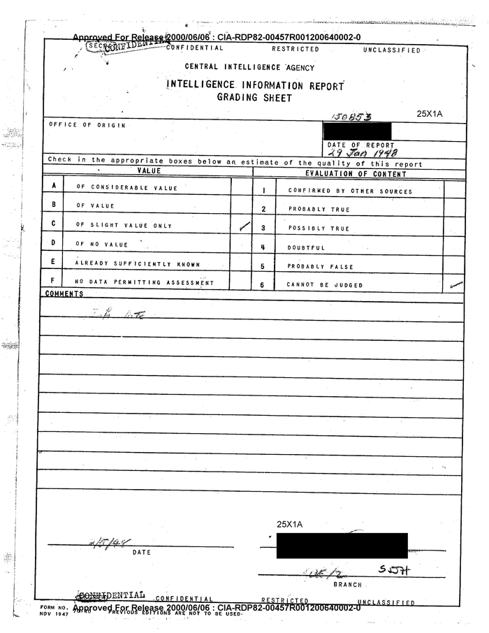 Intelligence Information Report Grading Sheet Documentcloud