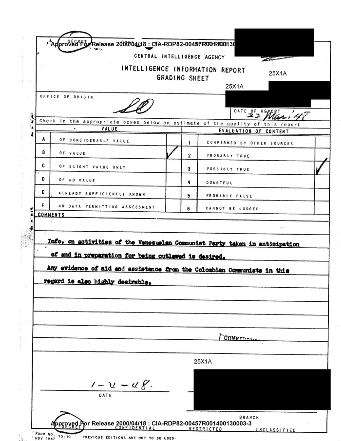 Intelligence Information Report Grading Sheet Documentcloud