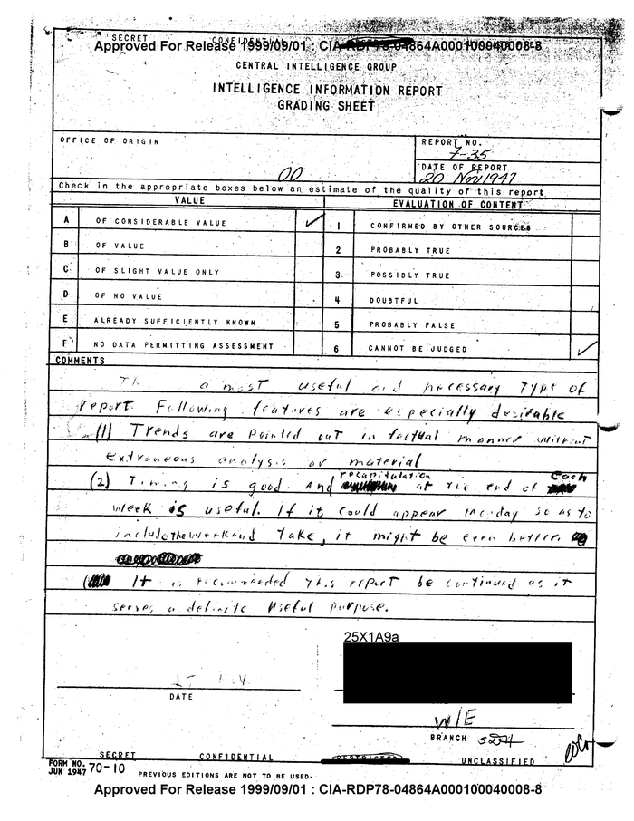 Intelligence Information Report Grading Sheet Documentcloud