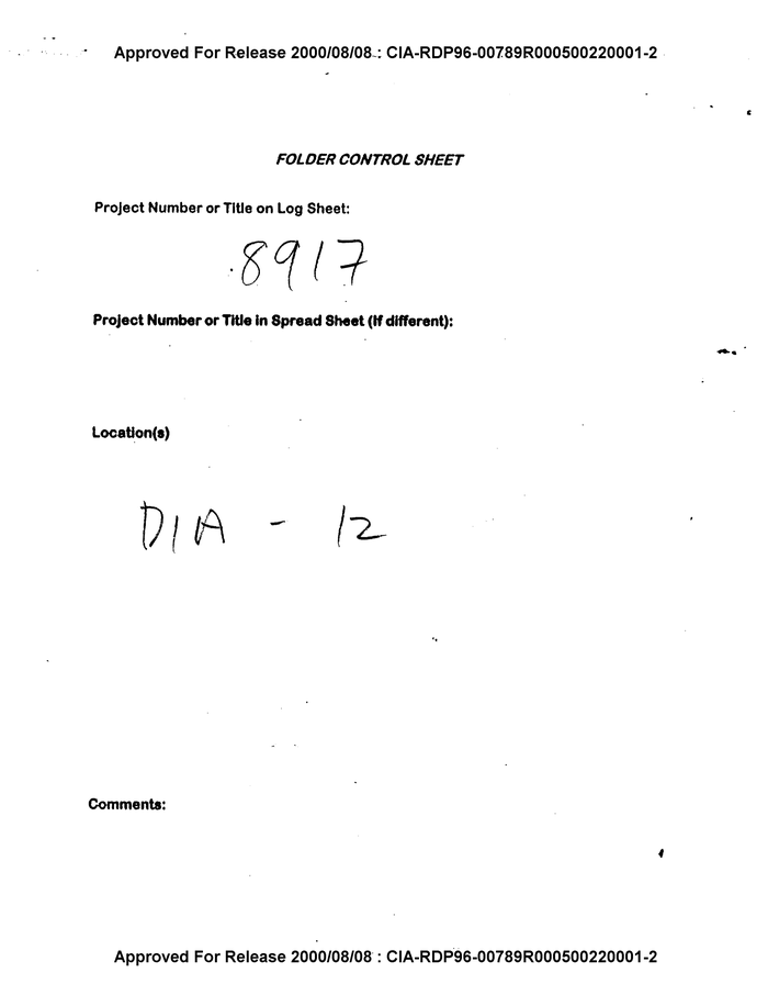 Folder Control Sheet Documentcloud