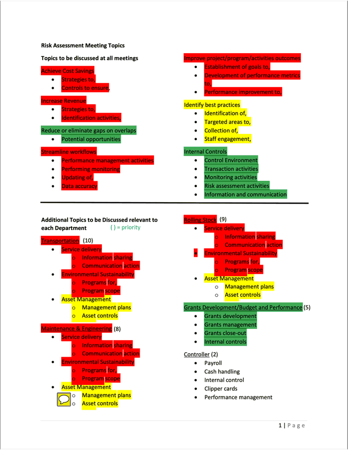 Risk Assesment Color Coded Documentcloud