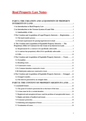 Real Property Law Notes Studentvip