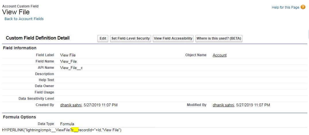 Call Lightning Component Using Formula Link Salesforcecodex