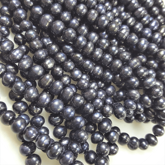 Potato Pearls, 5-6mm, Prussian Blue - Sands Of Time Designs