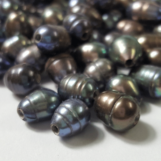 Rice Pearls, 10mmx8mm, Peacock - Sands Of Time Designs