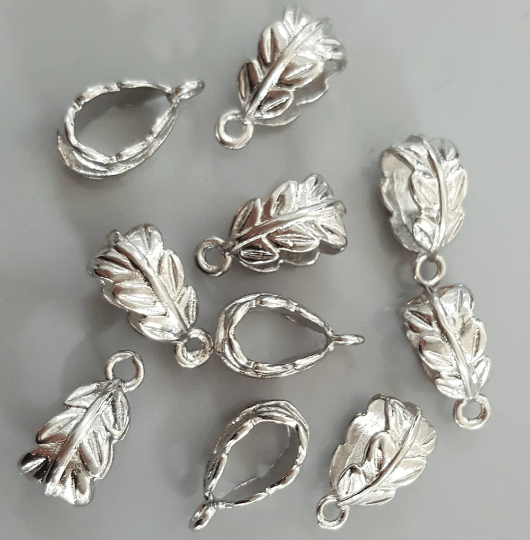 Zinc Alloy Leaf Style Pendant Bails, 14x7x8mm, 10 Pieces - Sands Of ...