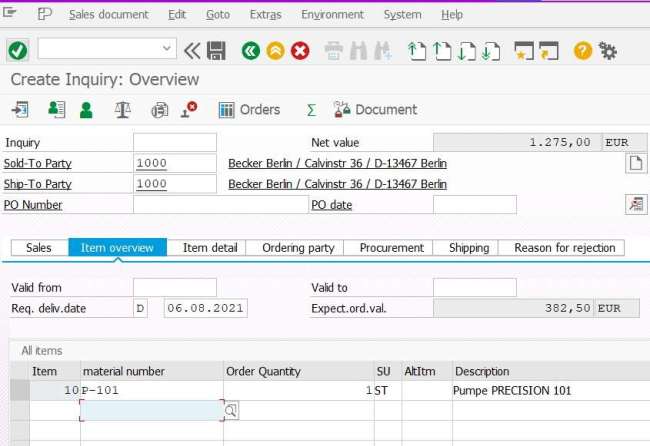 Creation Of Inquiry In SAP Sales And Distribution - SAPBoost.Com