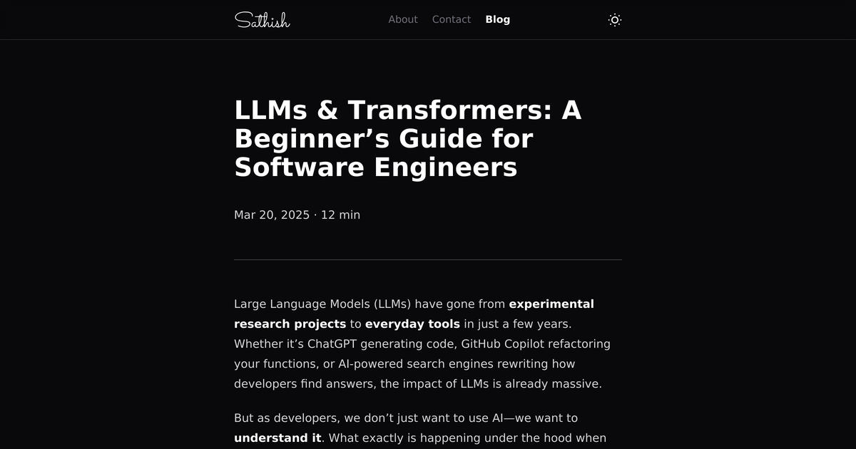 Llms Transformers A Beginner S Guide For Software Engineers